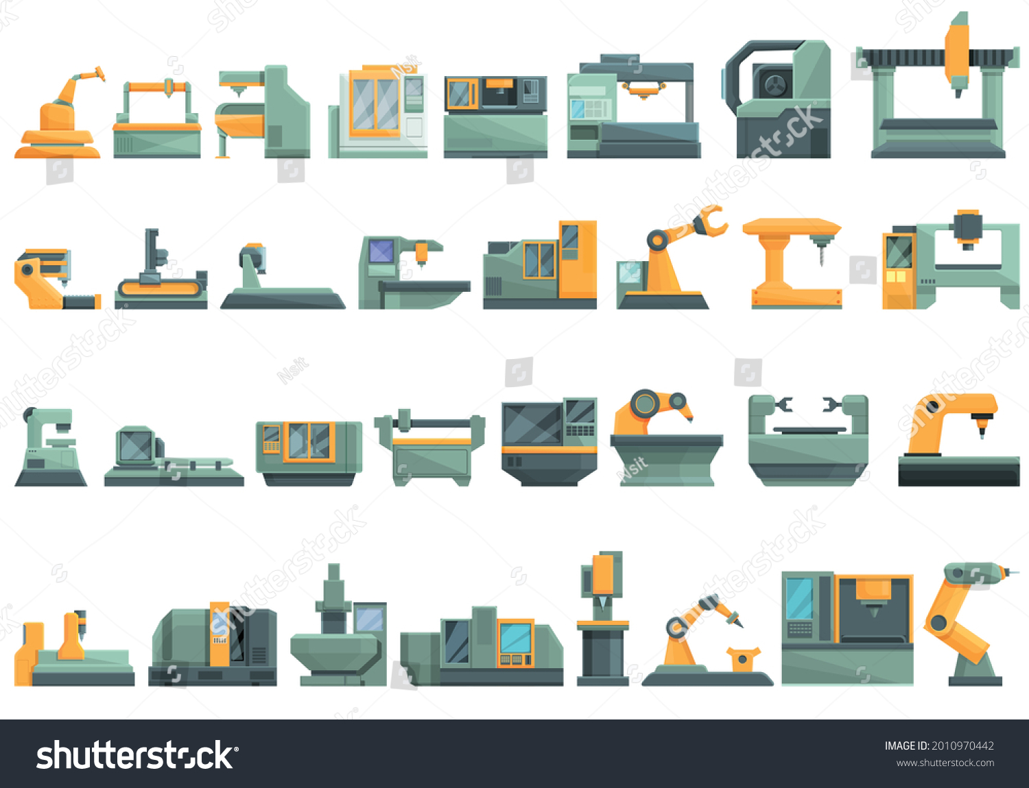 Los iconos de la máquina Cnc: vector de stock (libre de regalías ...
