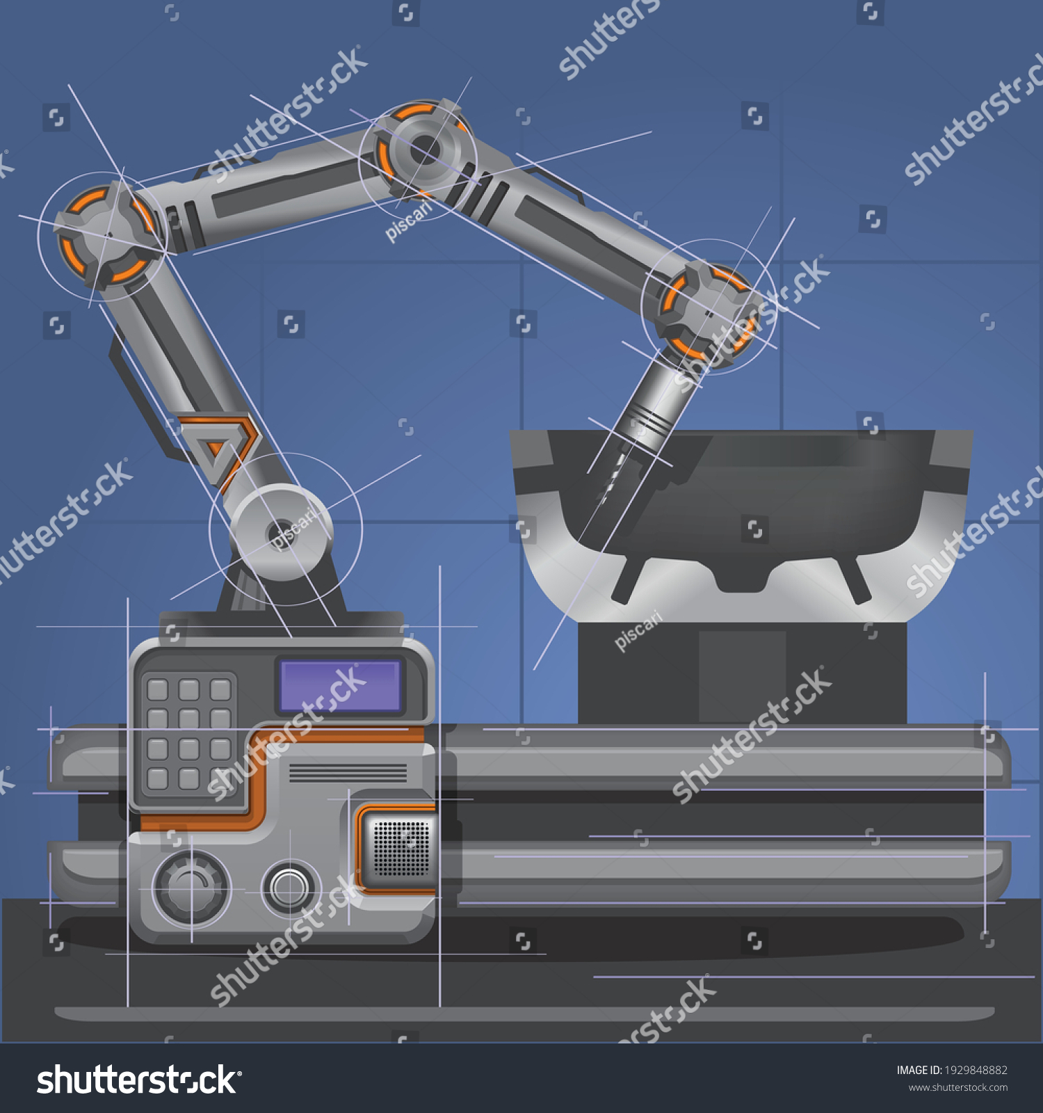 Cnc Prototype Machining Milling Machine Action Stock Vector (Royalty ...