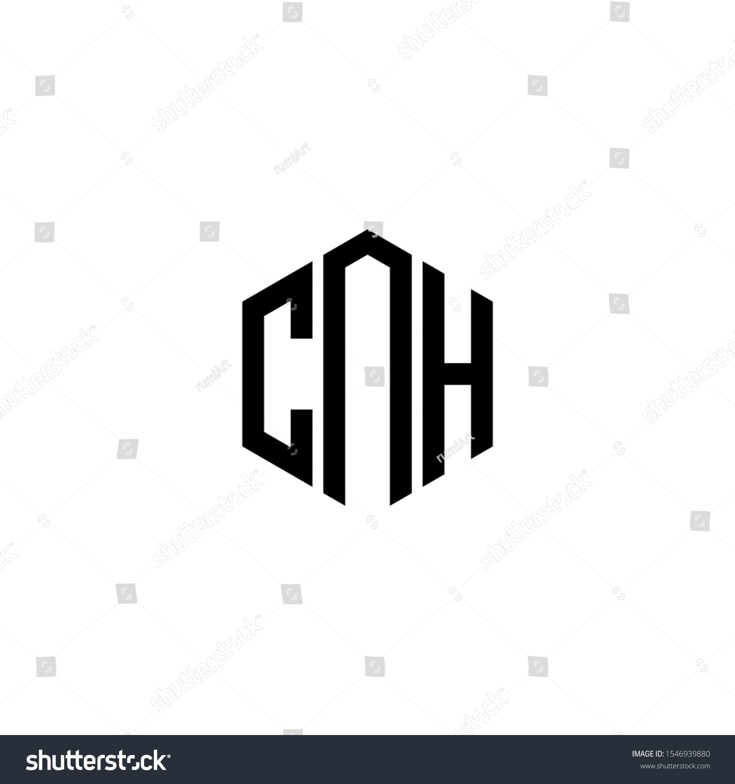 Vektor Stok Cnh Letter Logo Design Polygon Monogram (Tanpa Royalti ...