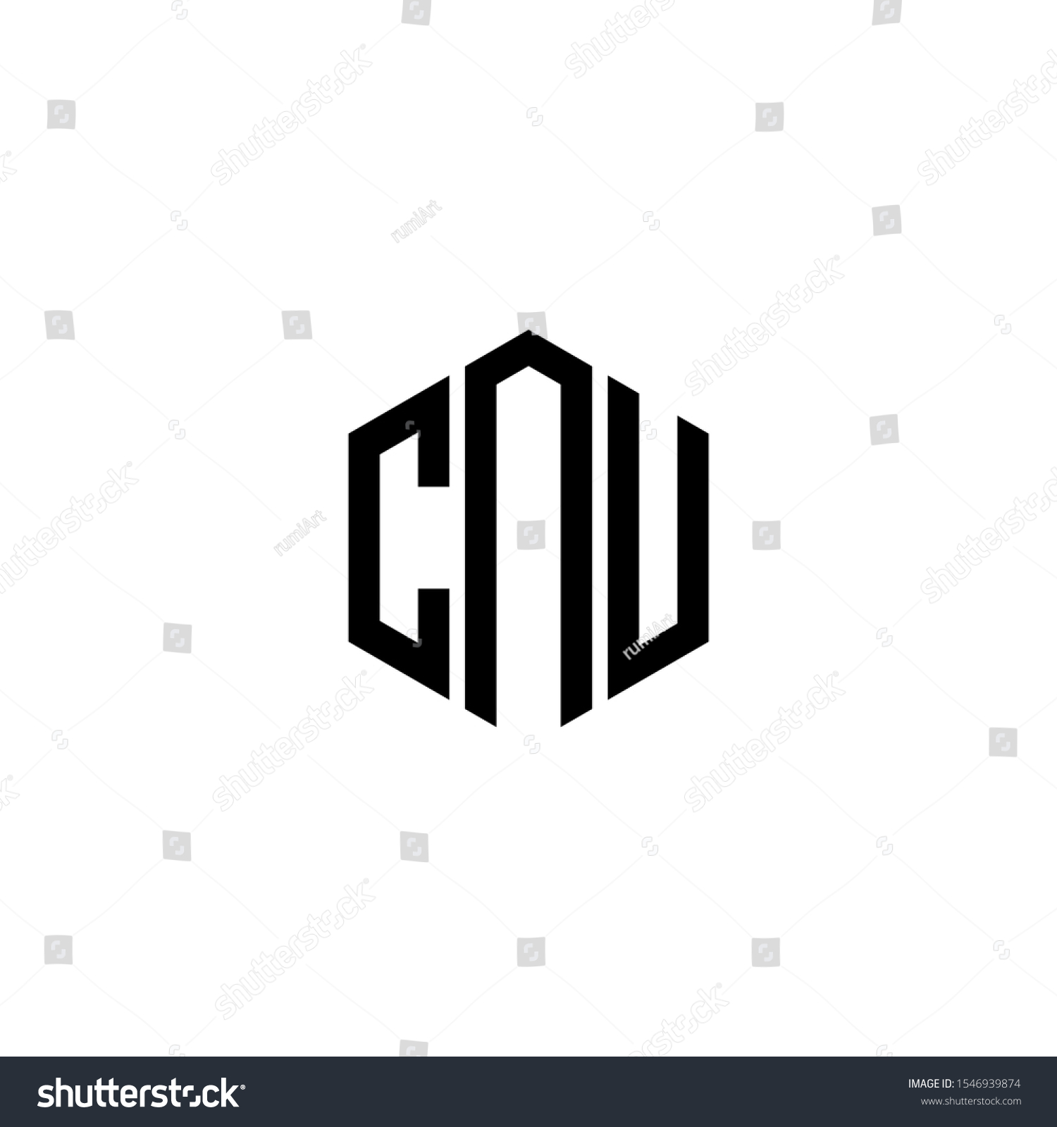 Cnu Letter Logo Design Polygon Monogram Stock Vector (Royalty Free ...