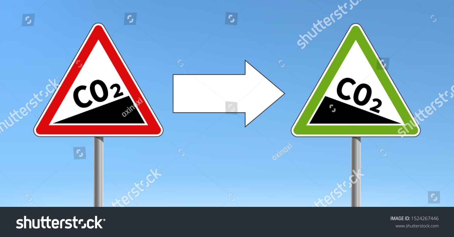 Co2 Emission Reduction Triangular Shape Signs Stock Vector (Royalty ...