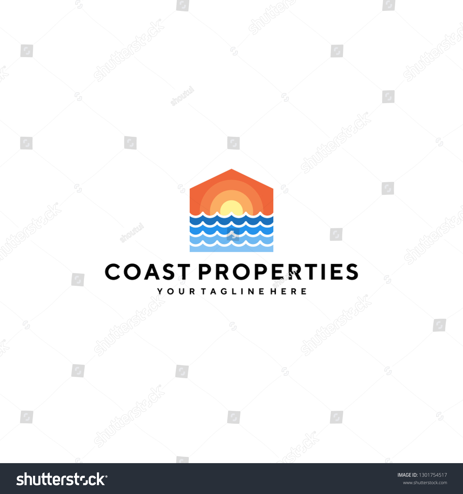 Coastal Properties Logo Template Stock Vector (Royalty Free) 1301754517