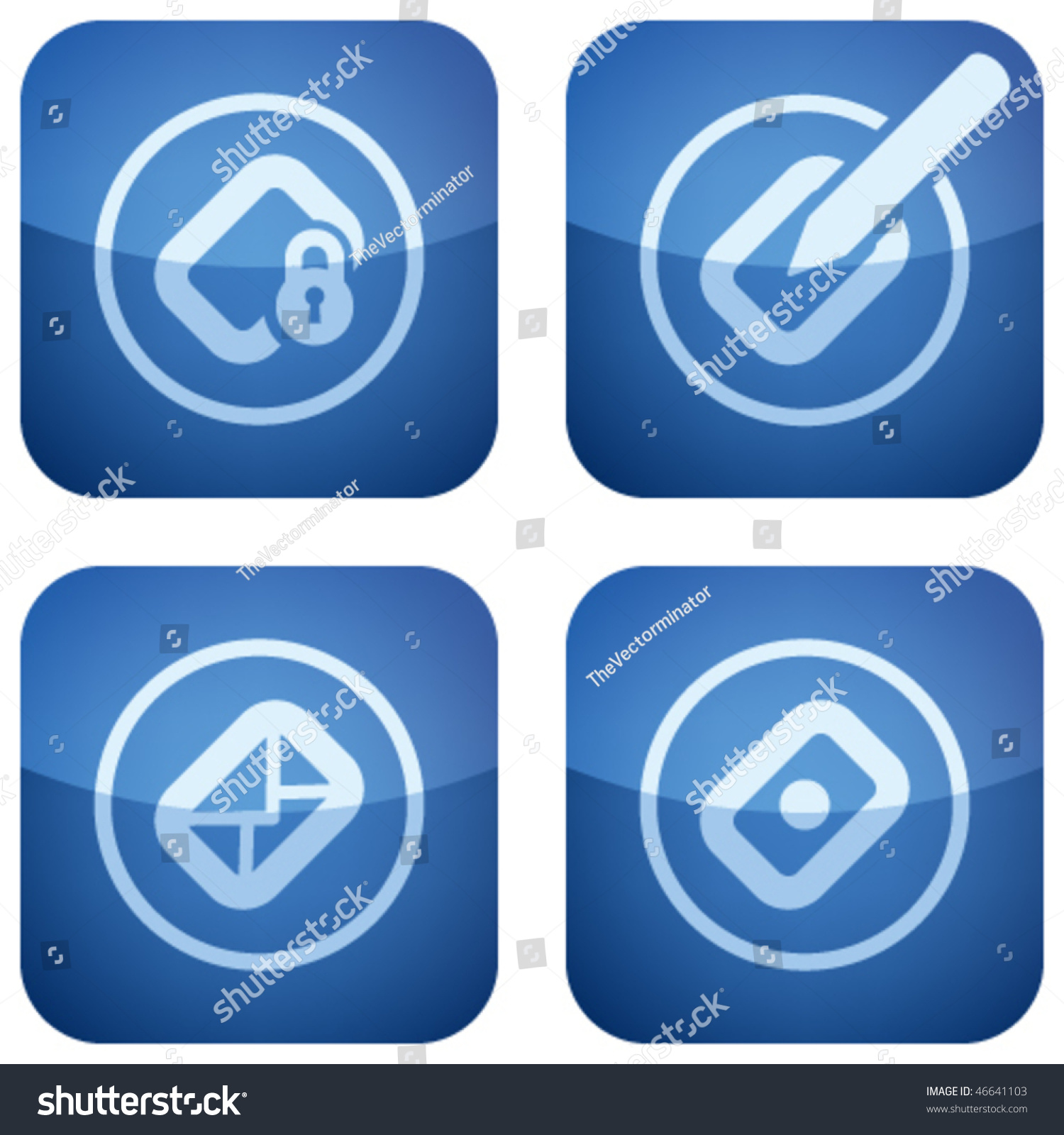 Cobalt Square 2d Icons Set Computer Stock Vector (Royalty Free ...