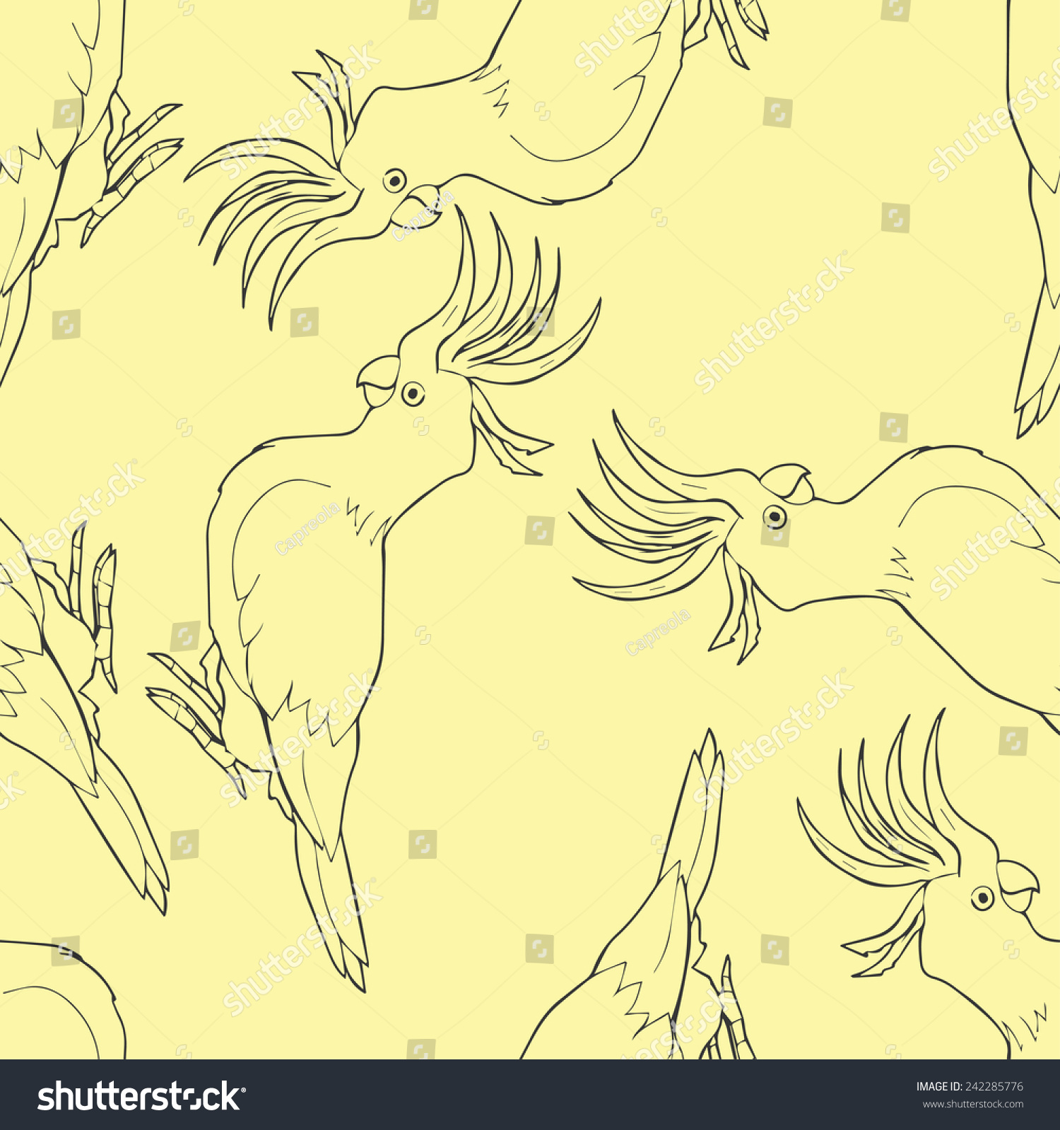 Cockatoo Outline Seamless Pattern: เวกเตอร์สต็อก (ปลอดค่าลิขสิทธิ์ ...