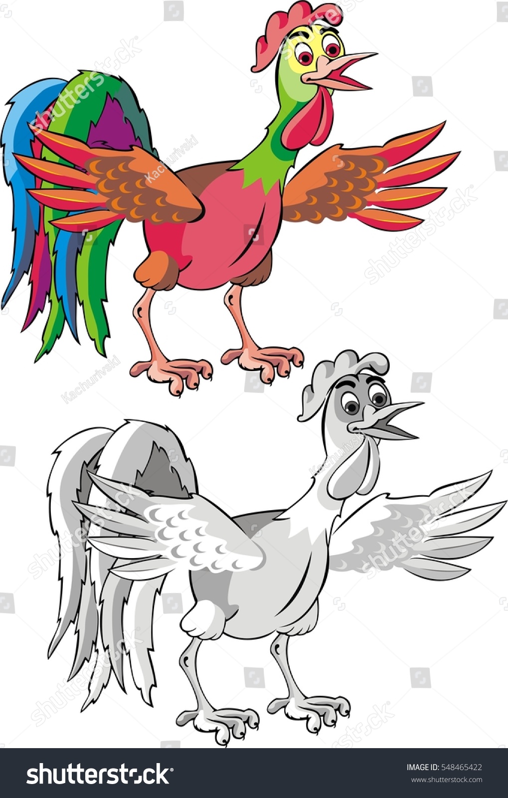 Cockerel Cartoon Stock Vector (Royalty Free) 548465422 | Shutterstock