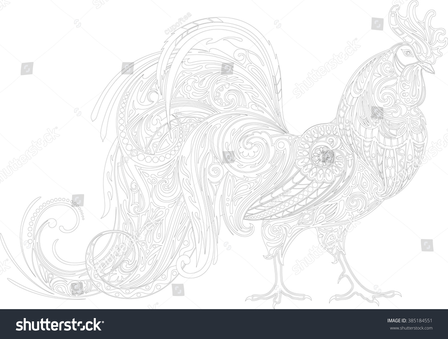 Cockerel Contour Stock Vector (Royalty Free) 385184551 | Shutterstock
