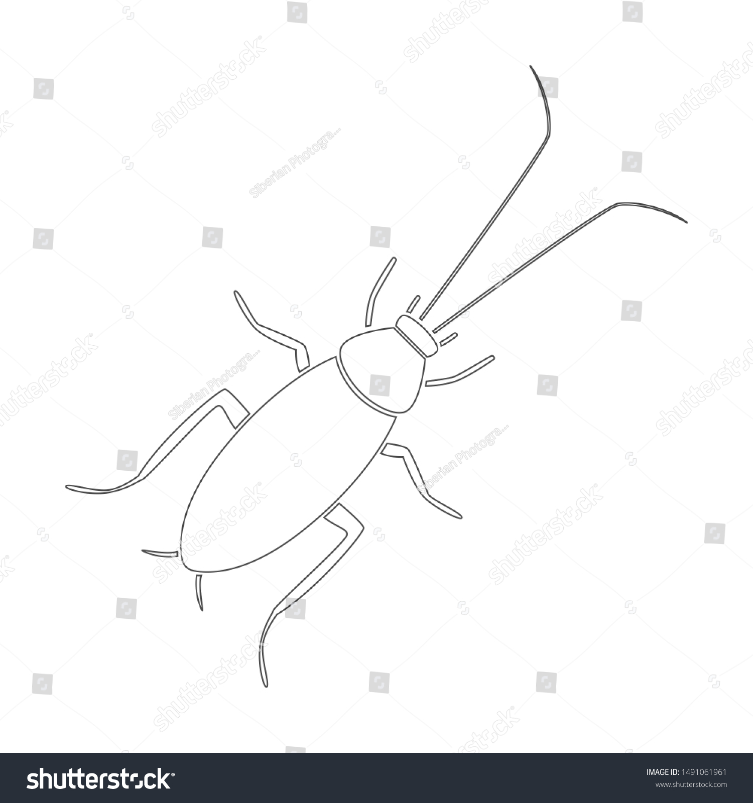 Cockroach Silhouette Outline Vector Icon: vector de stock (libre de ...