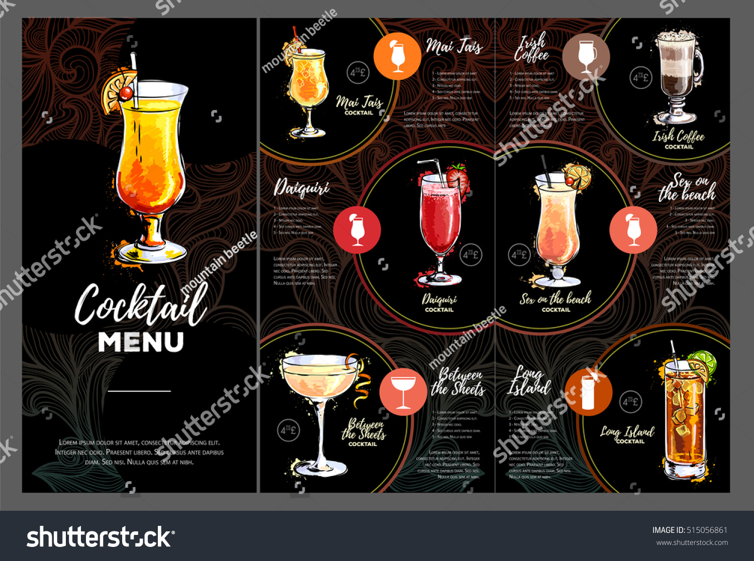 Cocktail Menu Design Stock Vector (Royalty Free) 515056861 | Shutterstock