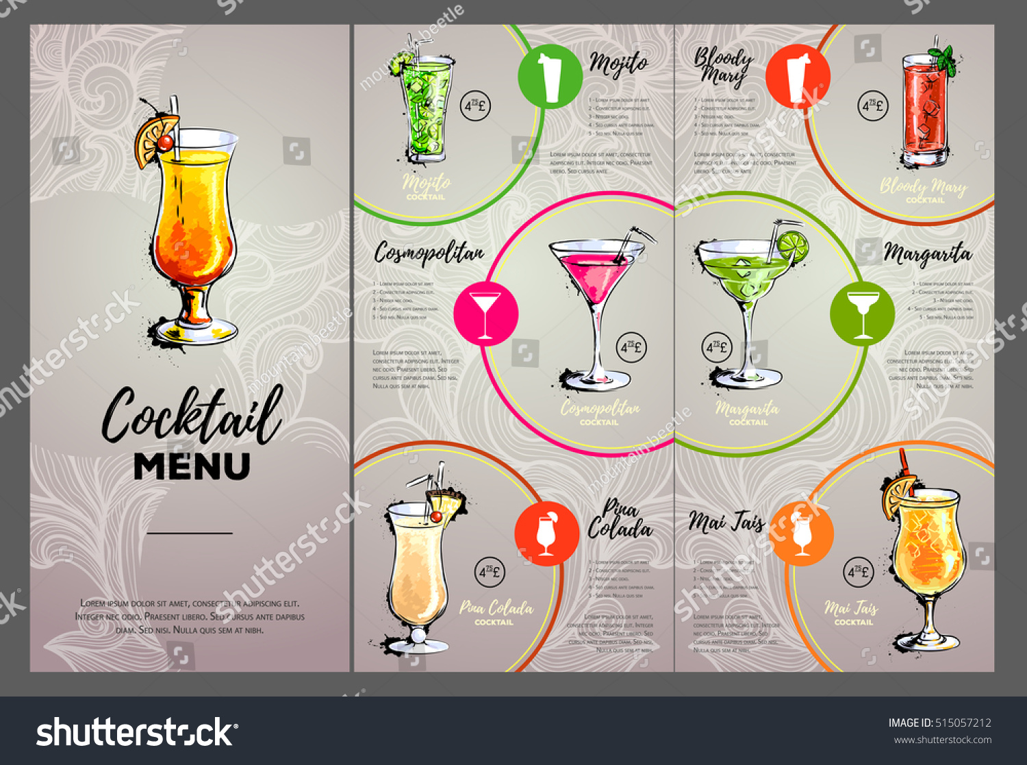 Cocktail Menu Design Stock Vector (Royalty Free) 515057212 | Shutterstock