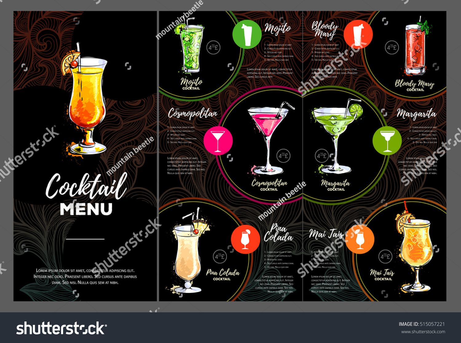 Cocktail Menu Design Stock Vector (Royalty Free) 515057221 | Shutterstock