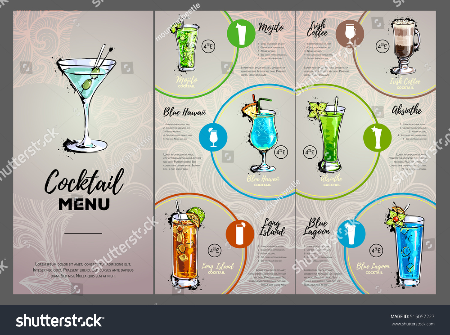 Cocktail Menu Design Stock Vector (Royalty Free) 515057227