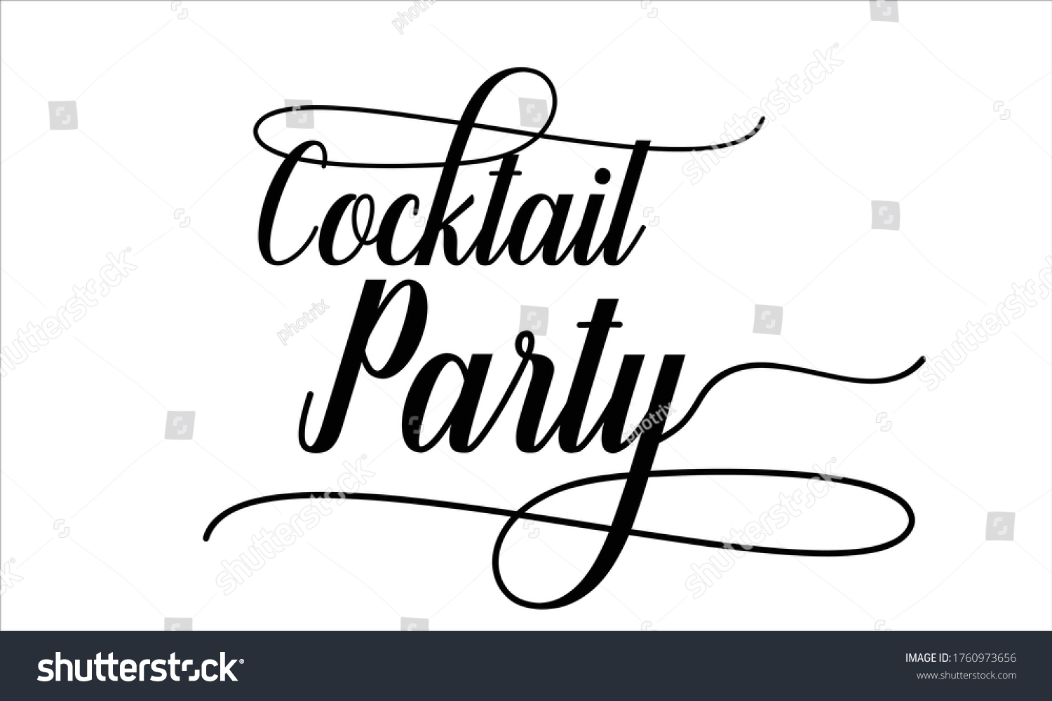 Cocktail Party Creative Cursive Typographic Text Stock Vector (Royalty ...