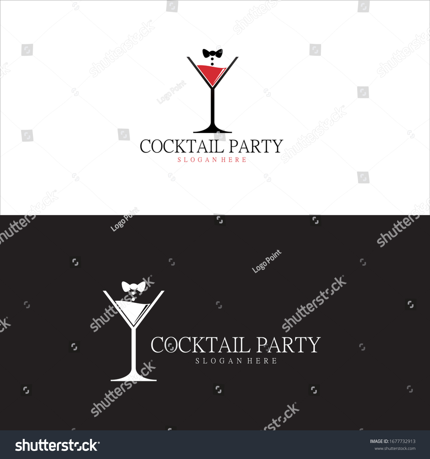 Cocktail Party Logo Vector Stock Vector (Royalty Free) 1677732913