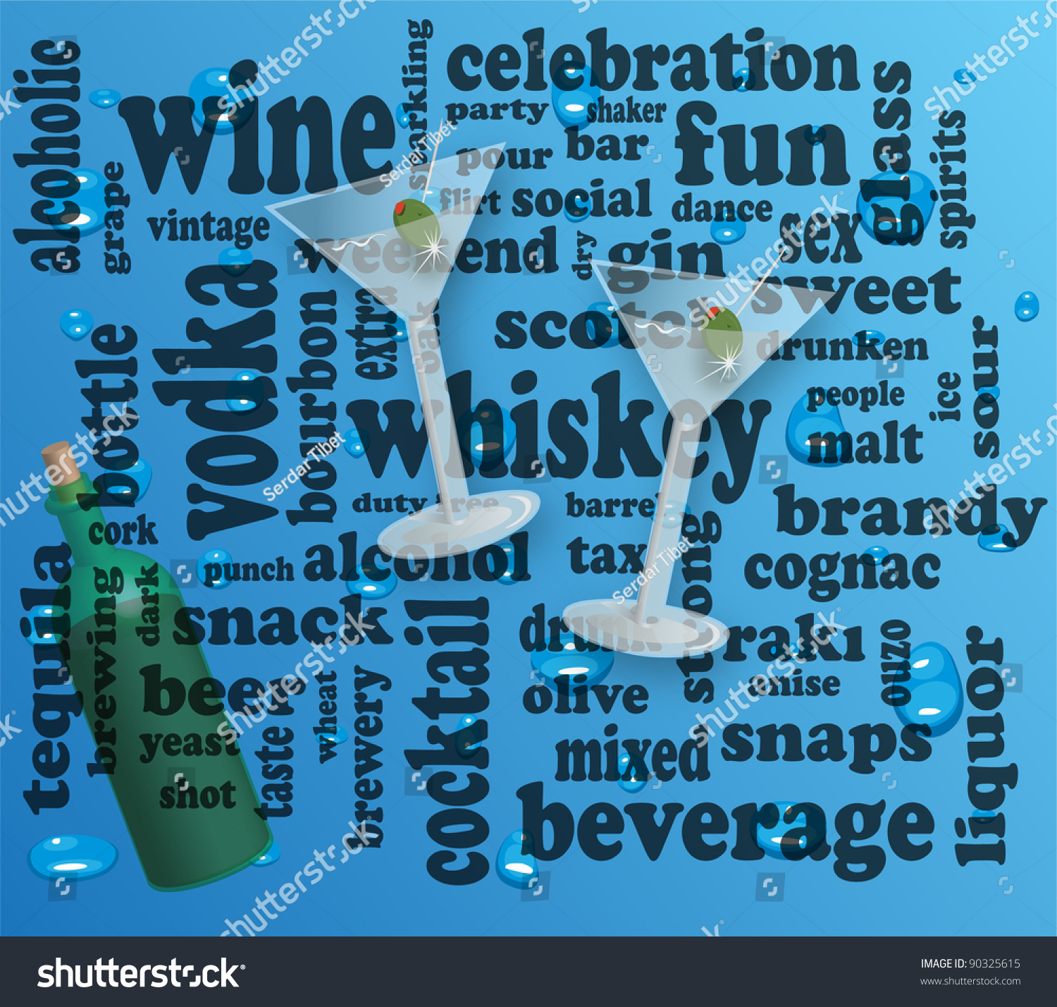 Cocktail Word Tags Vector Background Stock Vector (Royalty Free ...