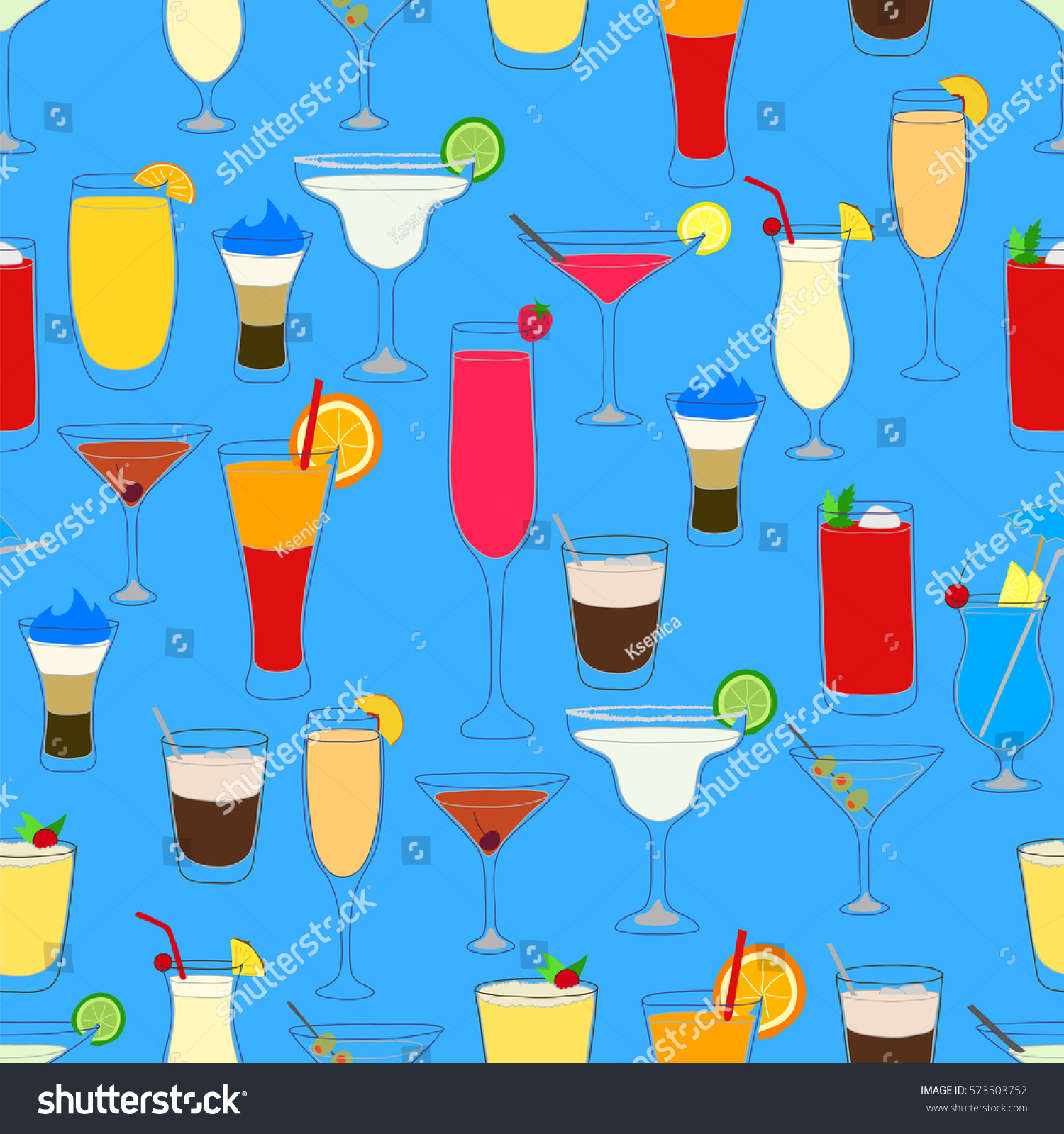 Cocktails Hand Drawn Style Seamless Pattern Stock Vector (Royalty Free ...
