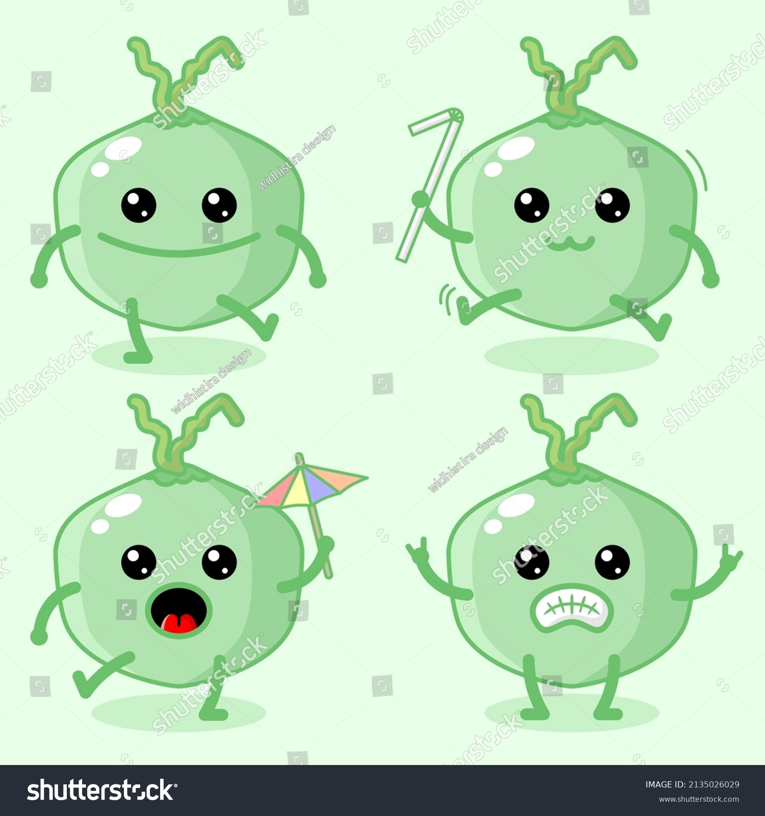 Coconut Mascot Vector Collection Cute Pose Stock Vector (Royalty Free ...
