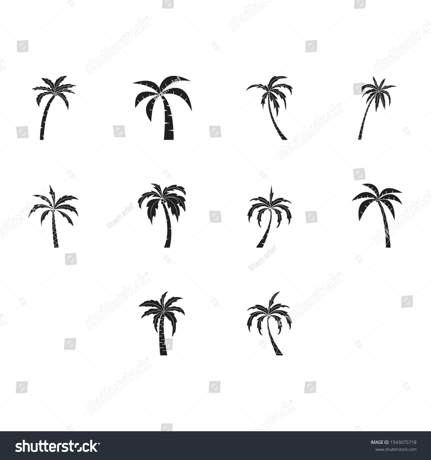 Coconut Tree Icon Set Vector Isolated Stock Vector (Royalty Free ...