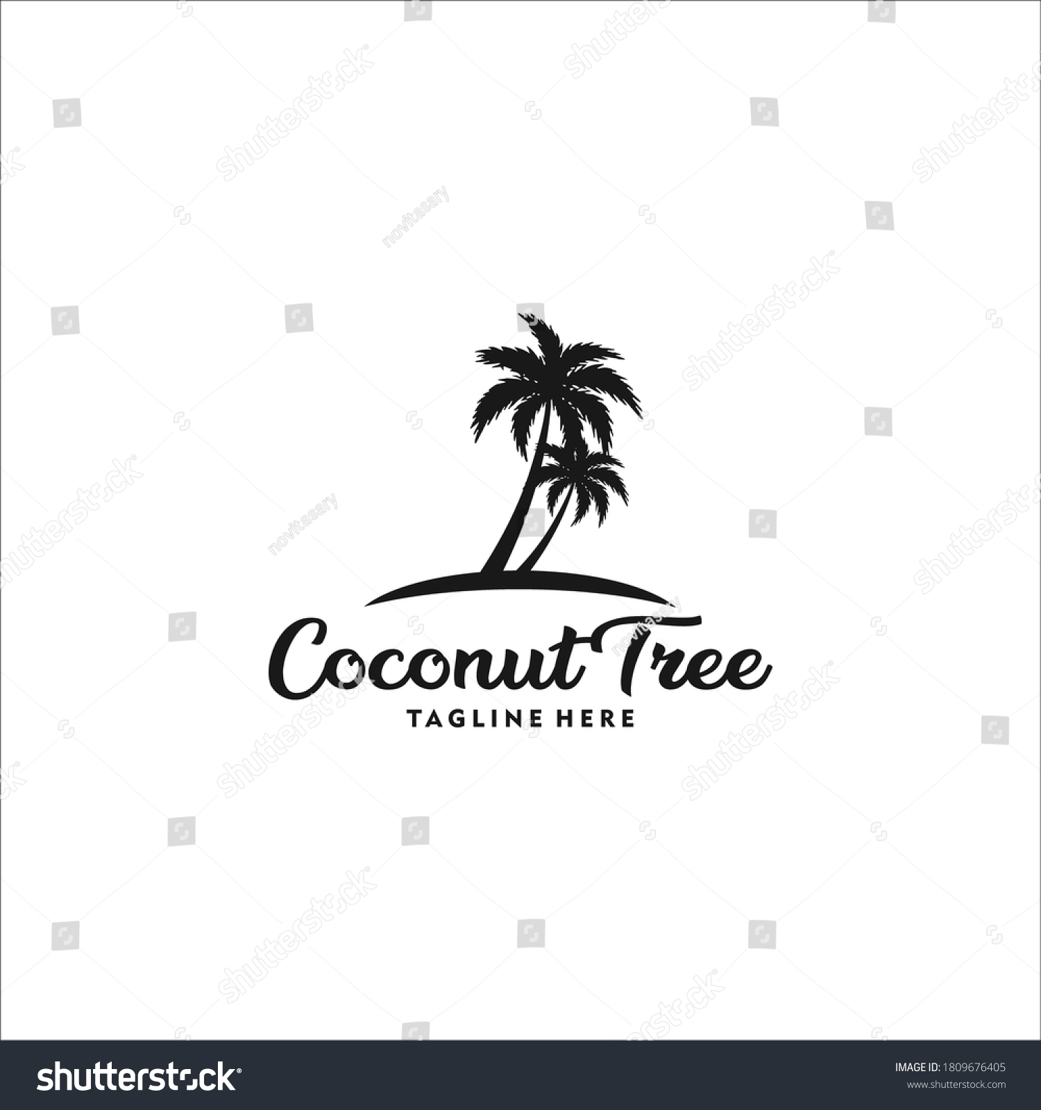 Coconut Tree Logo Design Silhouette Vector: стоковая векторная графика ...