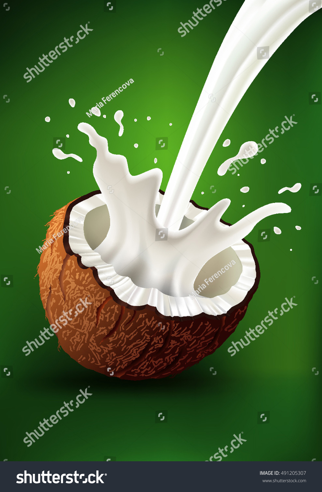Coconut Milk Splash Stock Vector (Royalty Free) 491205307