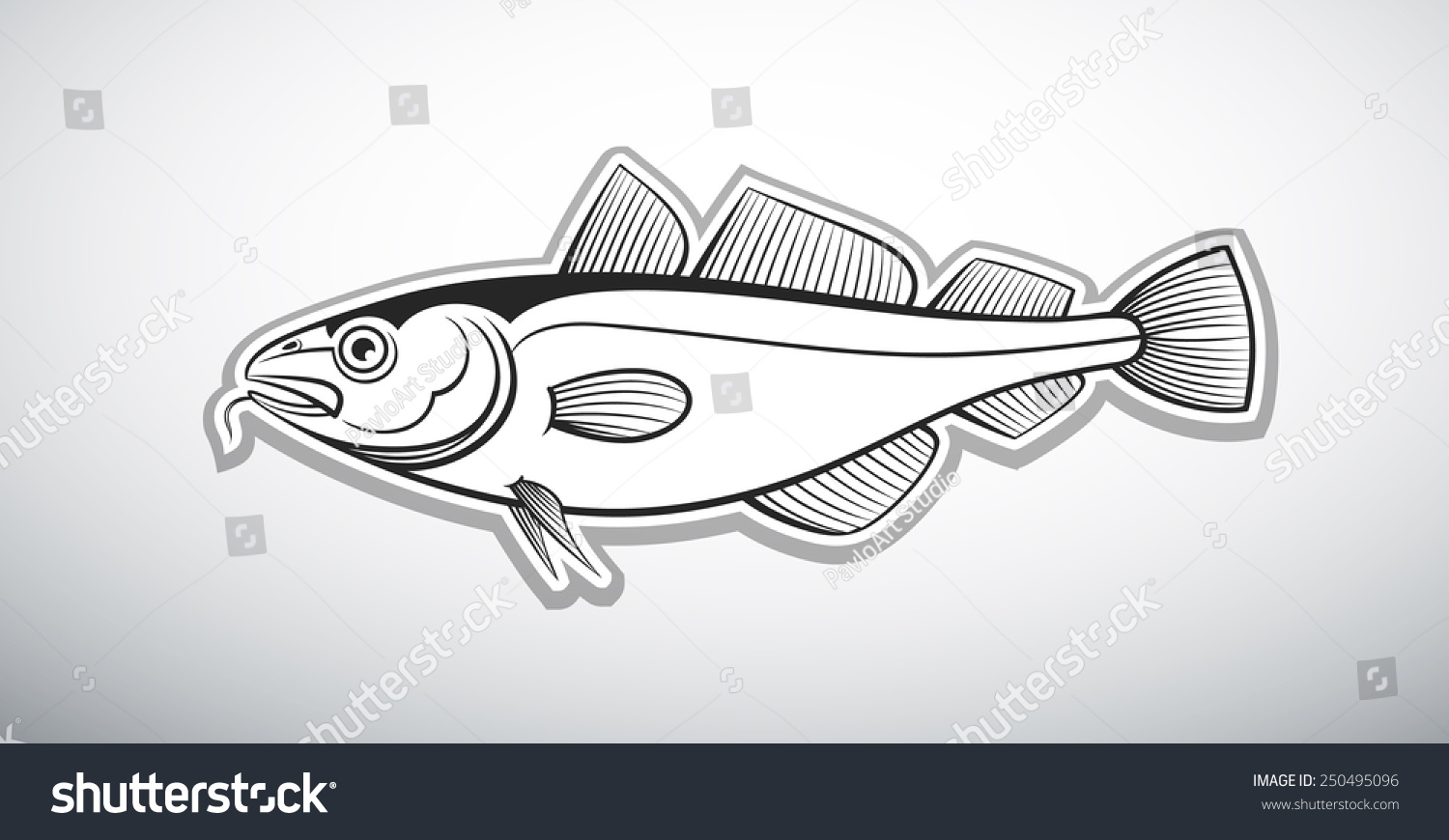 Cod Fish Outline Vector Illustration: vector de stock (libre de ...