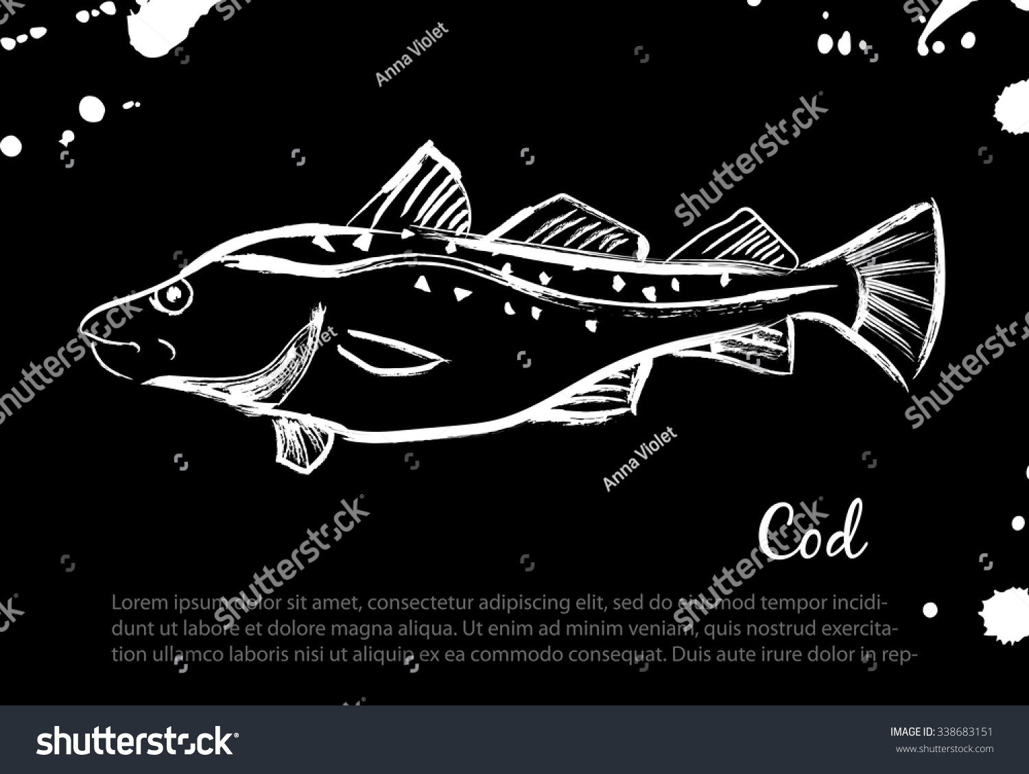 Cod Vector Isolated Illustration Ink Hand Stock Vector (Royalty Free ...