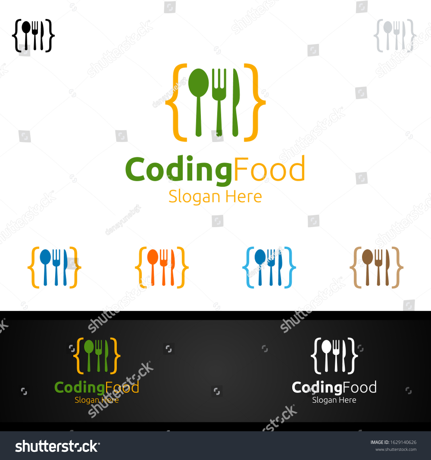 Coding Food Logo Restaurant Cafe Stock Vector (Royalty Free) 1629140626