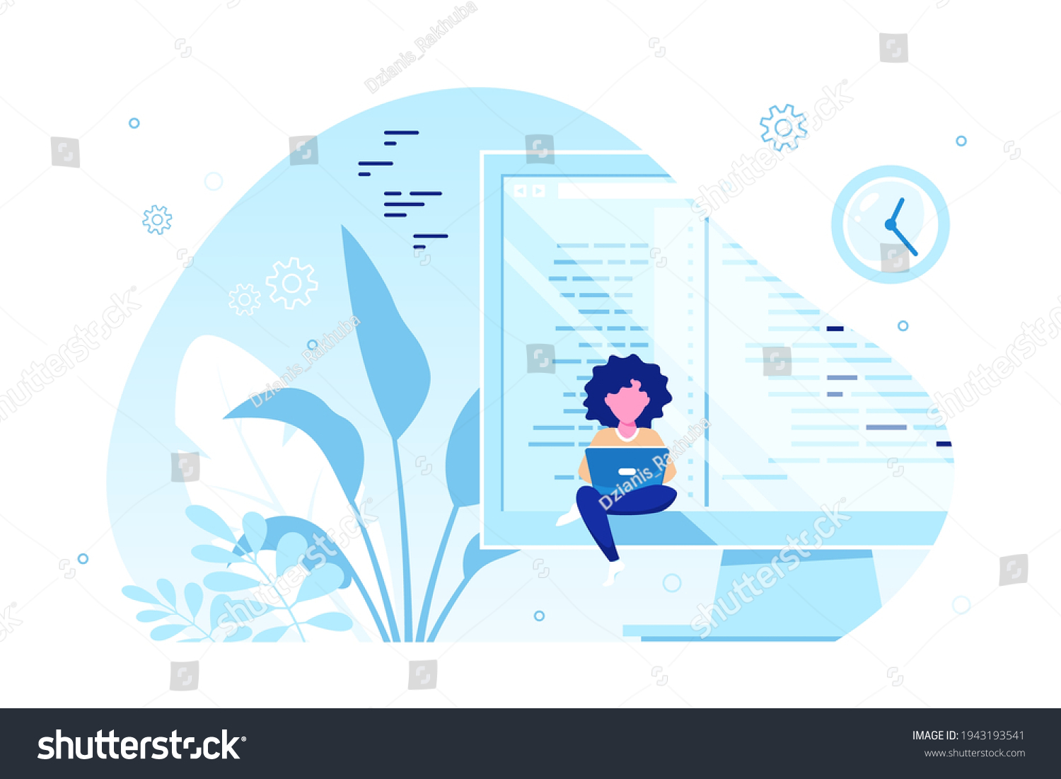 Coding Programming Application Development Concept Young Stock Vector 9496