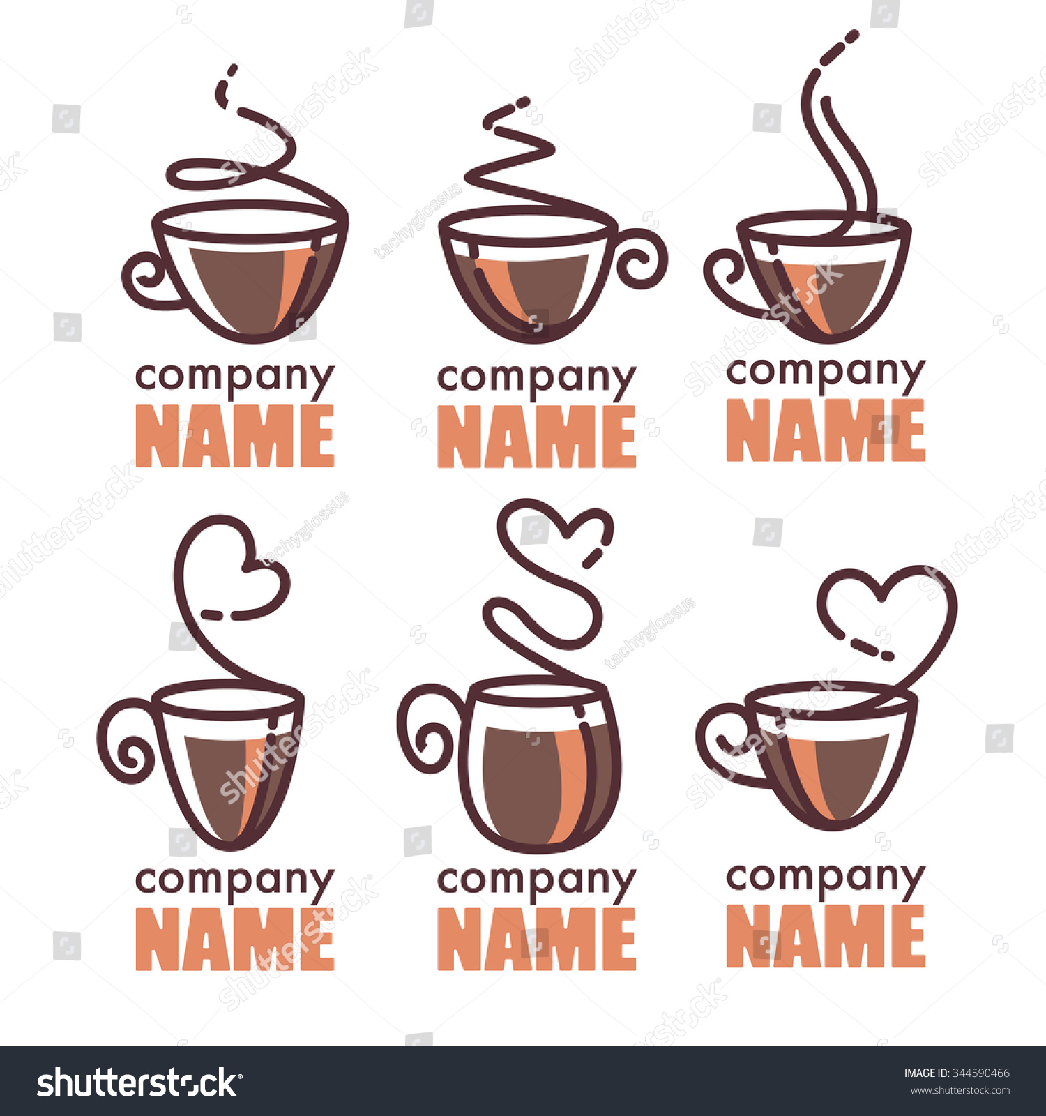 Coffee Tea Vector Linear Logo Collection: vetor stock (livre de ...