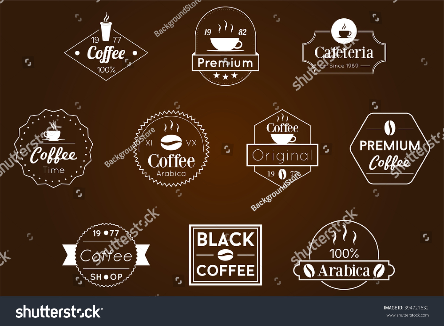 Coffee Badge White Vector Logos: vector de stock (libre de regalías ...