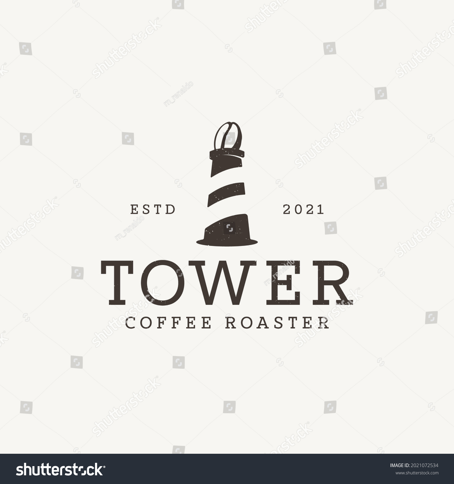 Coffee Bean Tower Logo Vector Stock Vector (Royalty Free) 2021072534 ...