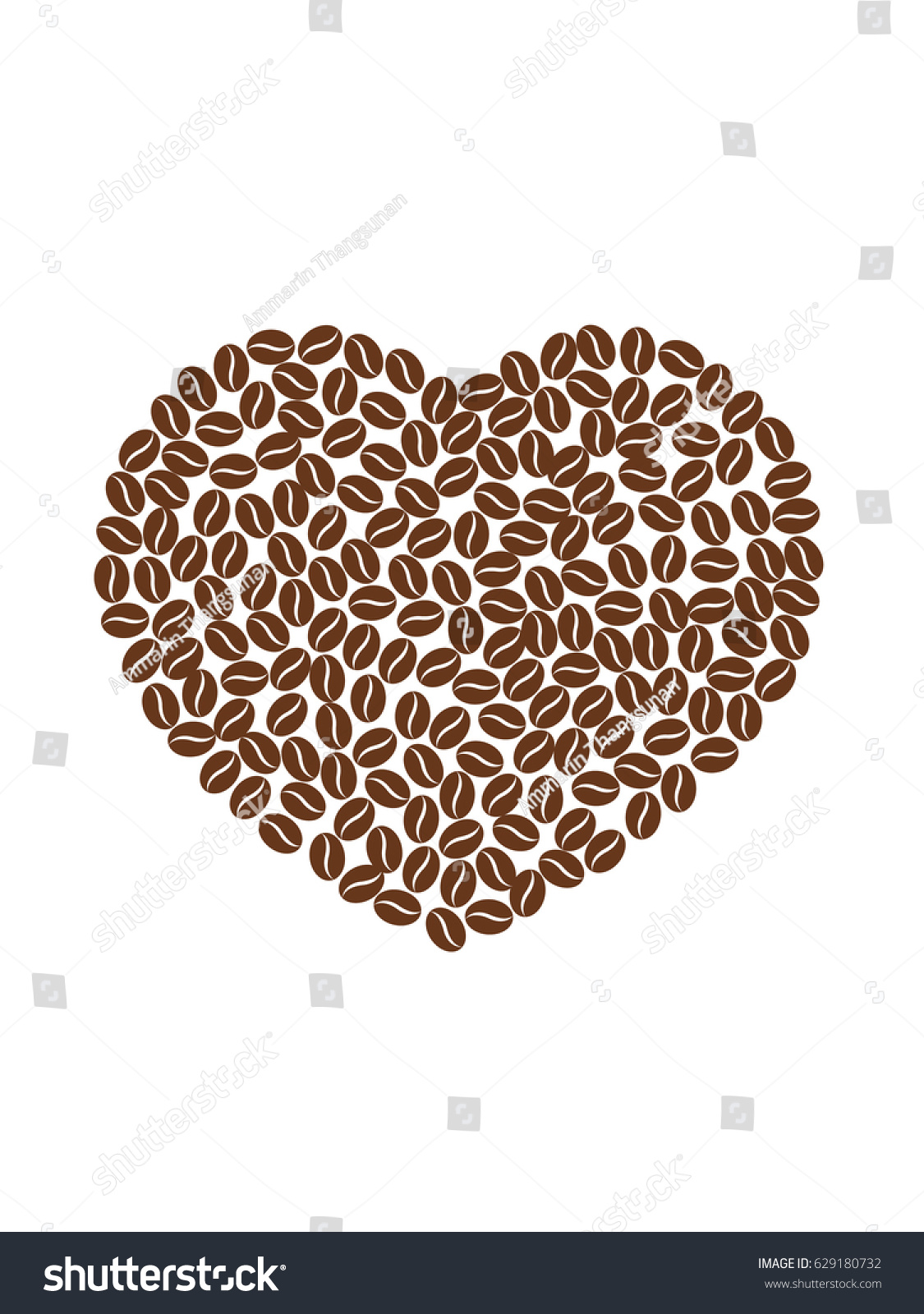 Coffee Bean Heart Vector Stock Vector (Royalty Free) 629180732 ...