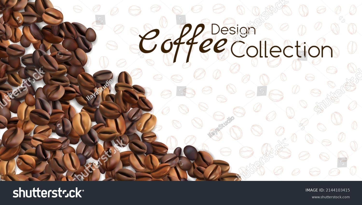 Coffee Beans Border On White Background Stock Vector (Royalty Free ...