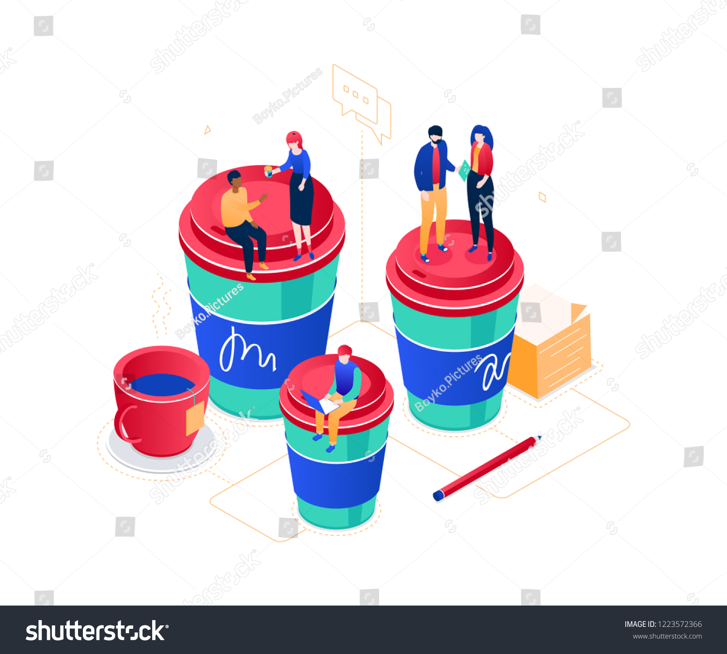 Coffee Break Modern Isometric Vector Web Stock Vector (Royalty Free ...