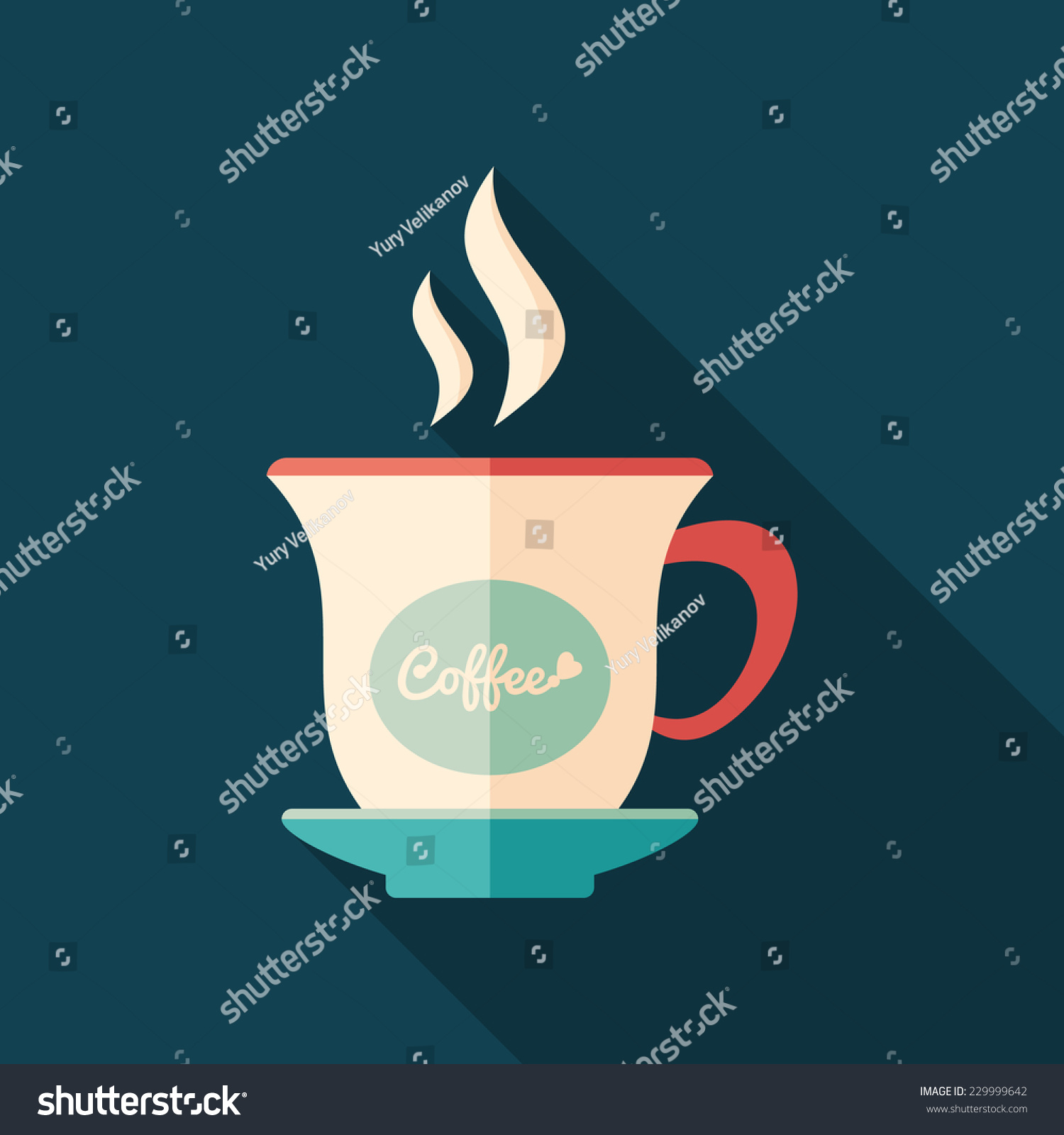 Coffee Cup Flat Square Icon Long Stock Vector (Royalty Free) 229999642 ...