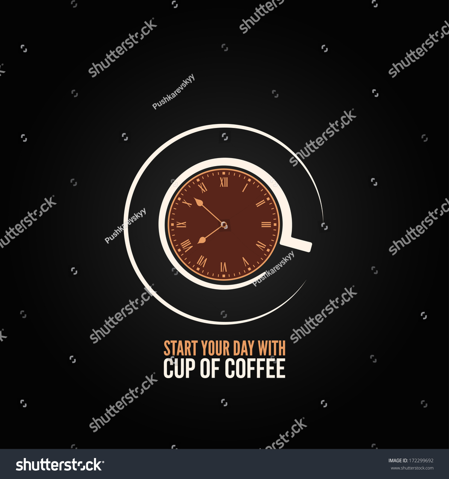 Coffee Cup Time Clock Concept Design Stock Vector (Royalty Free) 172299692