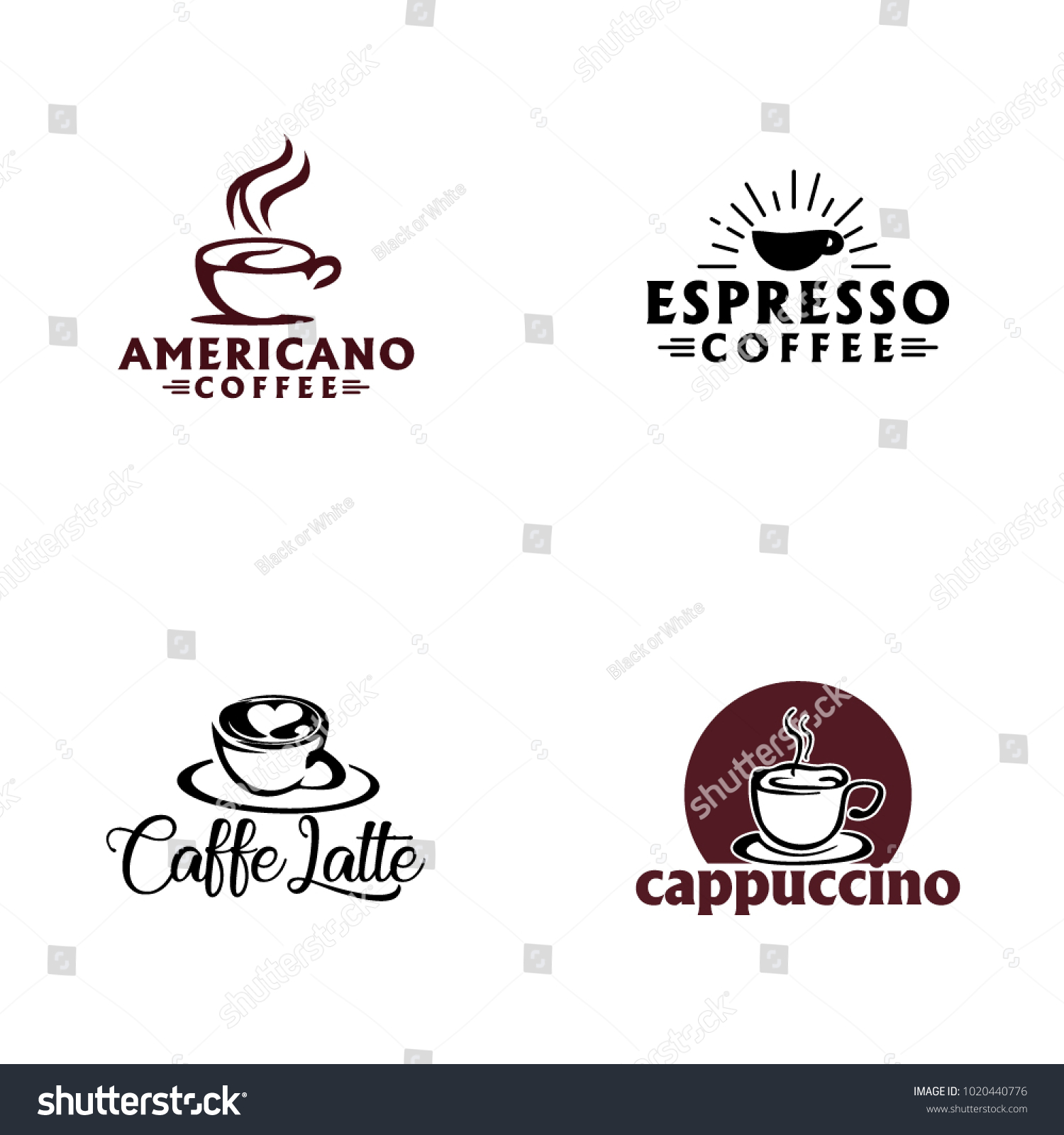 Coffee Drink Logo Set Vector Stock Vector (Royalty Free) 1020440776