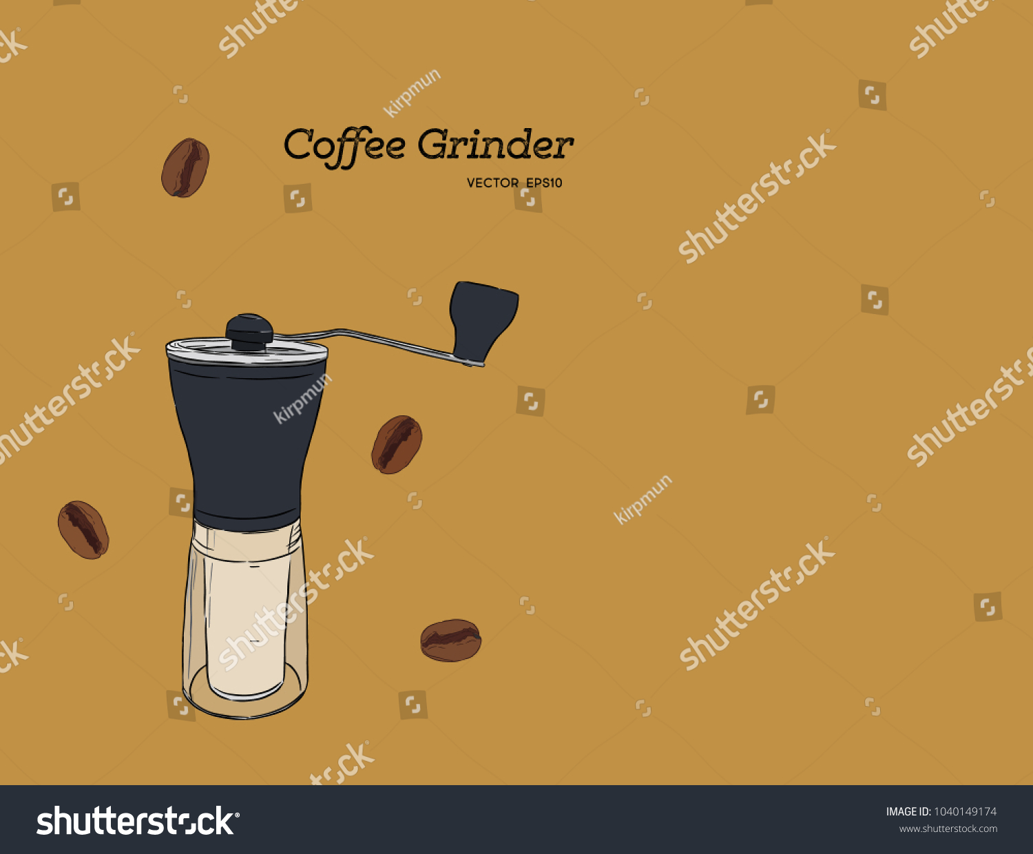 Coffee Grinder Coffee Bean Hand Draw Stock Vector (Royalty Free ...