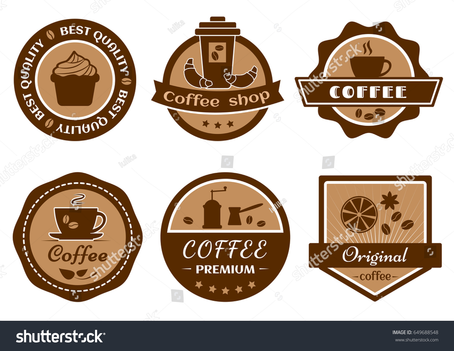 Coffee Label Set Cafe Logo Vector Stock Vector (Royalty Free) 649688548