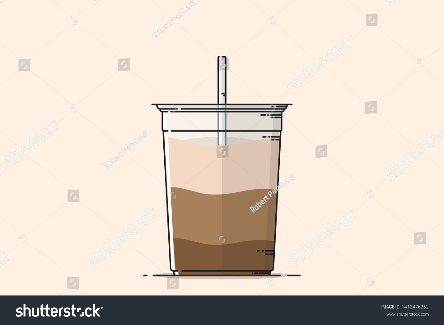 Coffee Milk Cup Flat Design Vector Stock Vector (Royalty Free) 1412476262