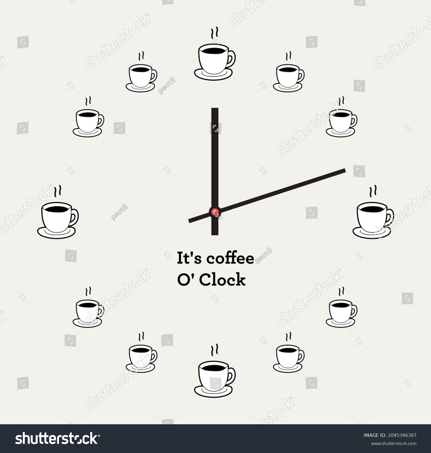 Coffee Oclock Vector Design Funny Print Stock Vector (Royalty Free ...