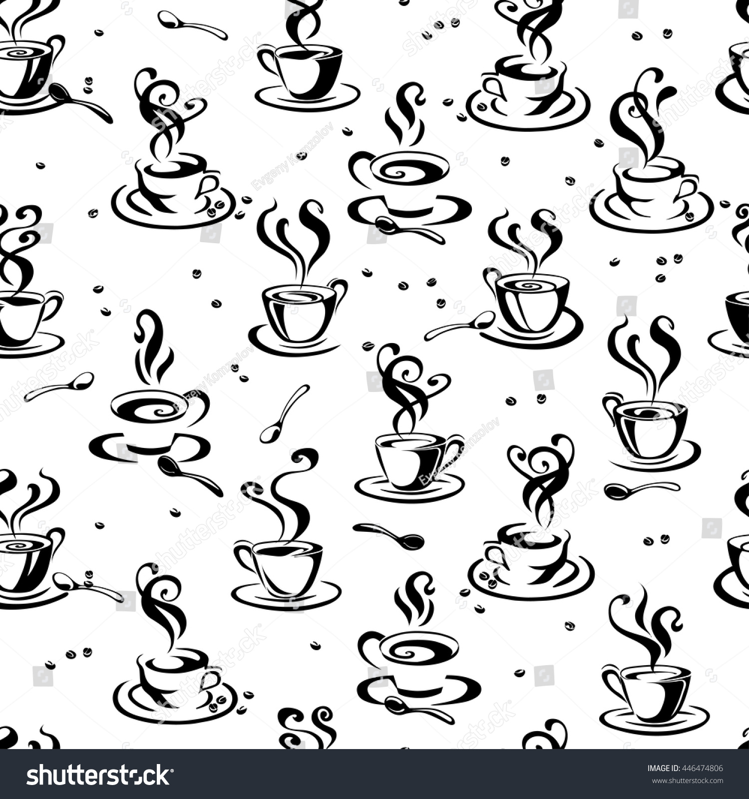 Coffee Pattern Cafe Background Decorative Ornamental Stock Vector ...