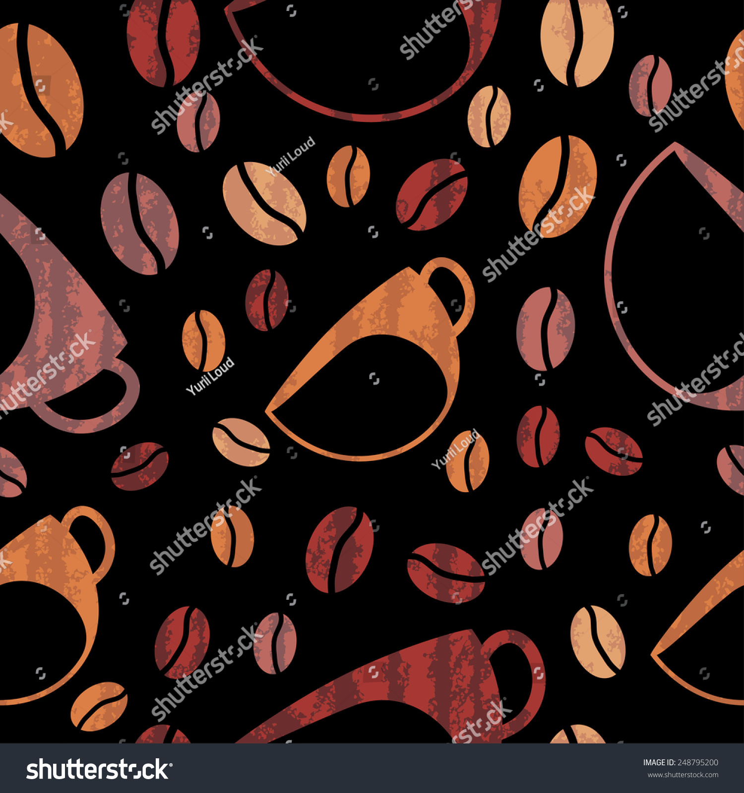 Coffee Seamless Texture On Dark Background Stock Vector (Royalty Free ...