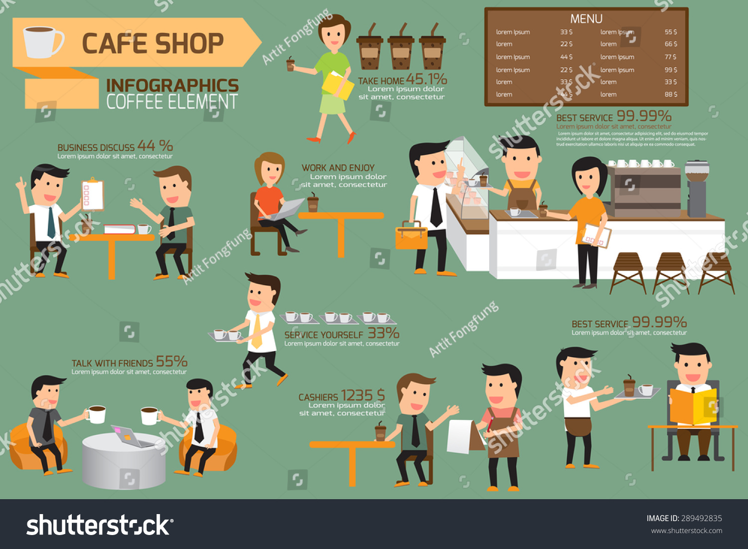 Coffee Shop Infographics Elements Vector Illustration Stock Vector ...