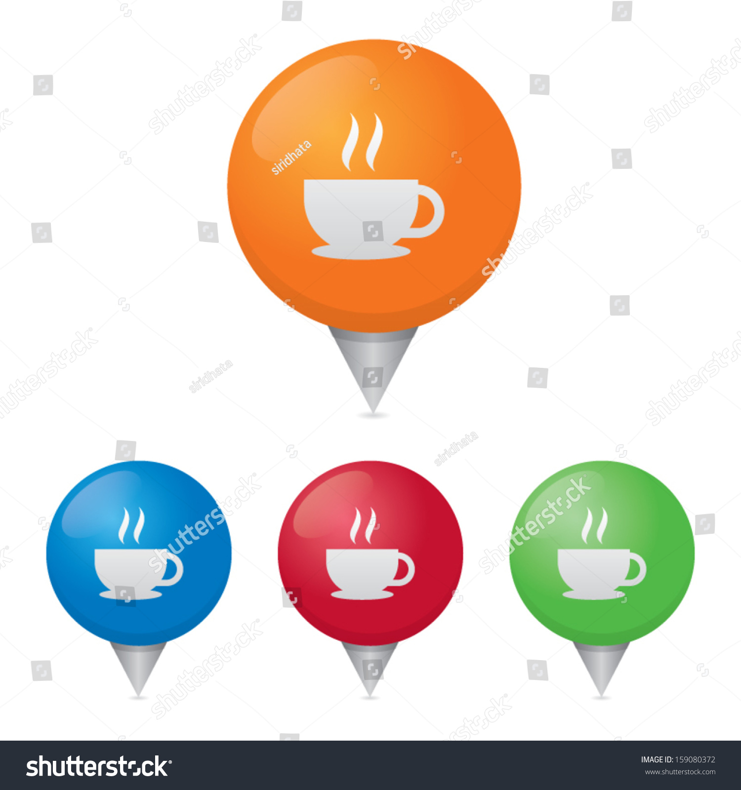 Coffee Shop Map Markers Stock Vector (Royalty Free) 159080372 ...