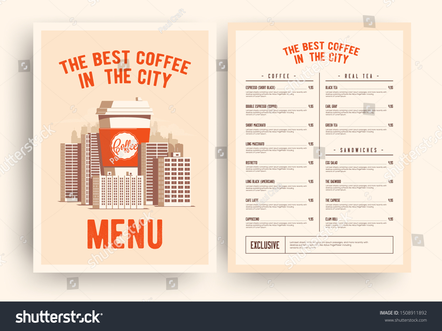 Coffee Shop Menu Template Vector Illustration Stock Vector (Royalty ...