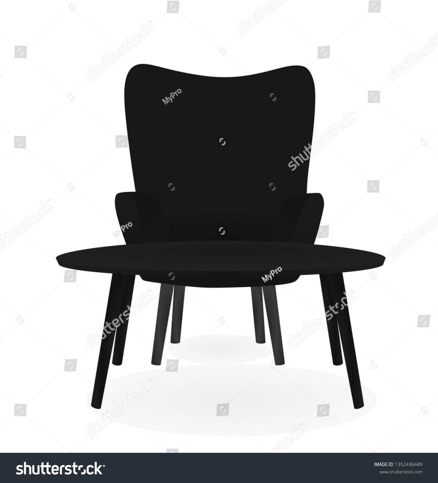 Coffee Table Two Chairs Vector Illustration Stock Vector (Royalty Free ...