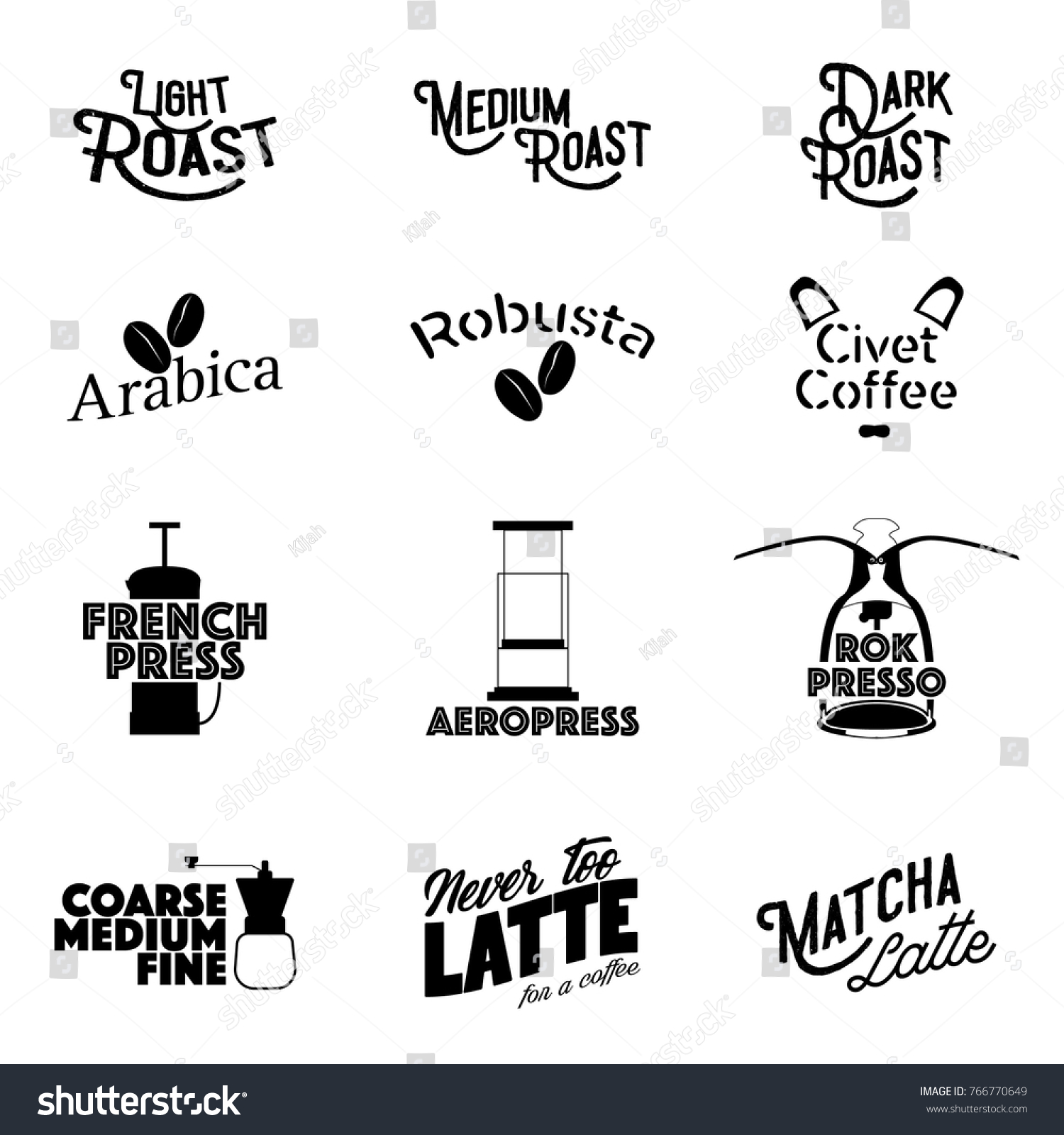 Coffee Terminology Icon Set Stock Vector (Royalty Free) 766770649 ...