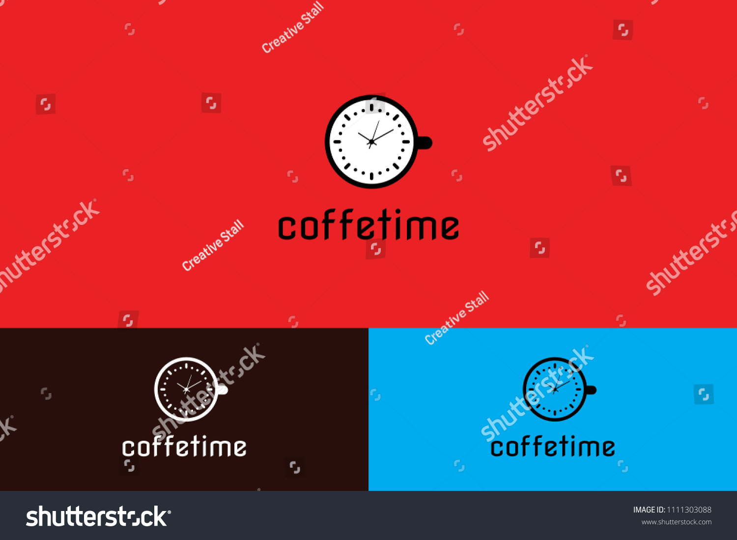 Coffee Time Clock Logo Illustration Stock Vector (Royalty Free ...