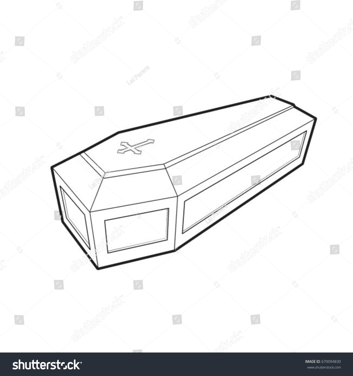 Coffin Black Outlinevector Drawing: vetor stock (livre de direitos ...