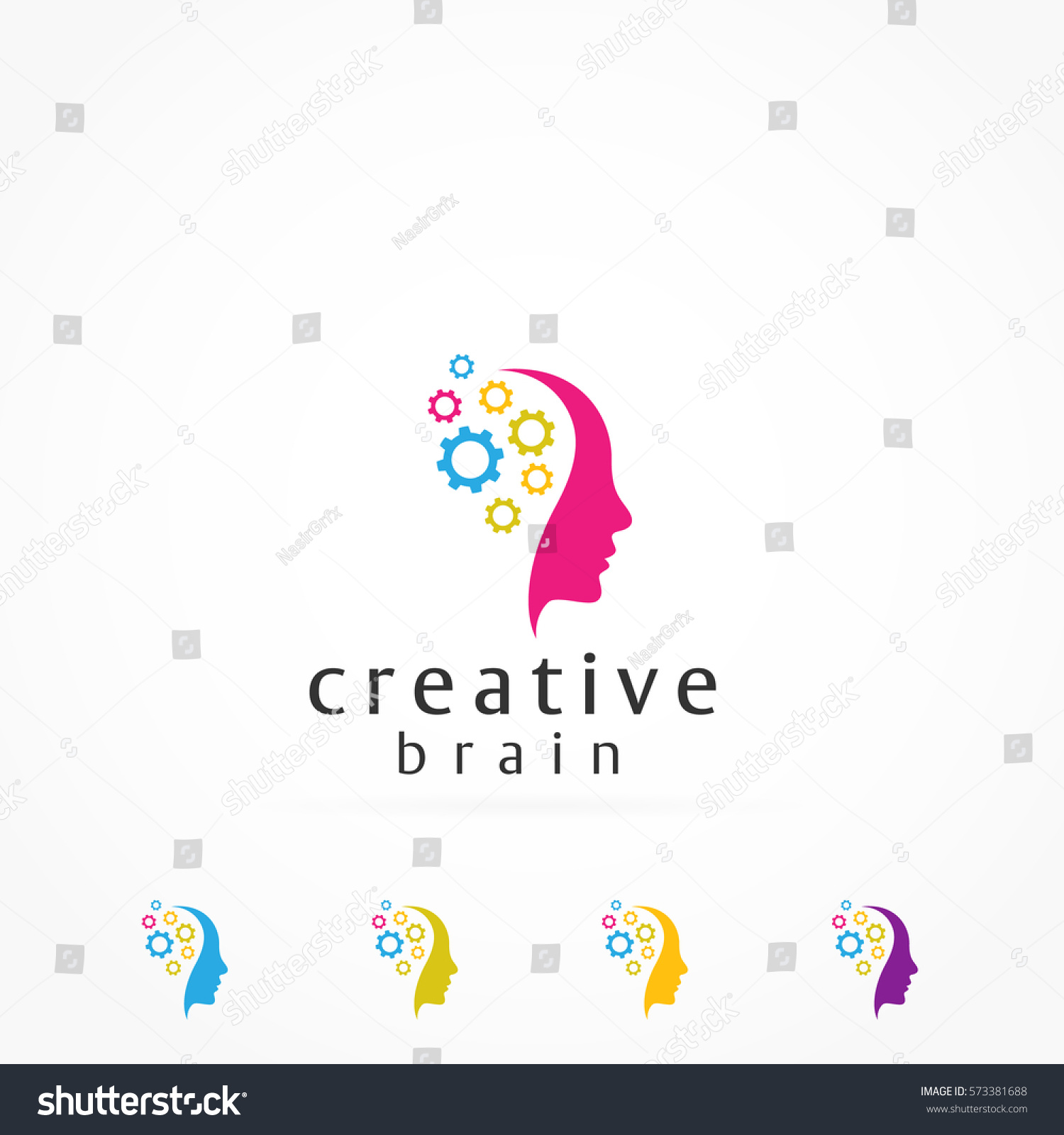 Cog Gear Mind Head Logo Icon Stock Vector (Royalty Free) 573381688 ...